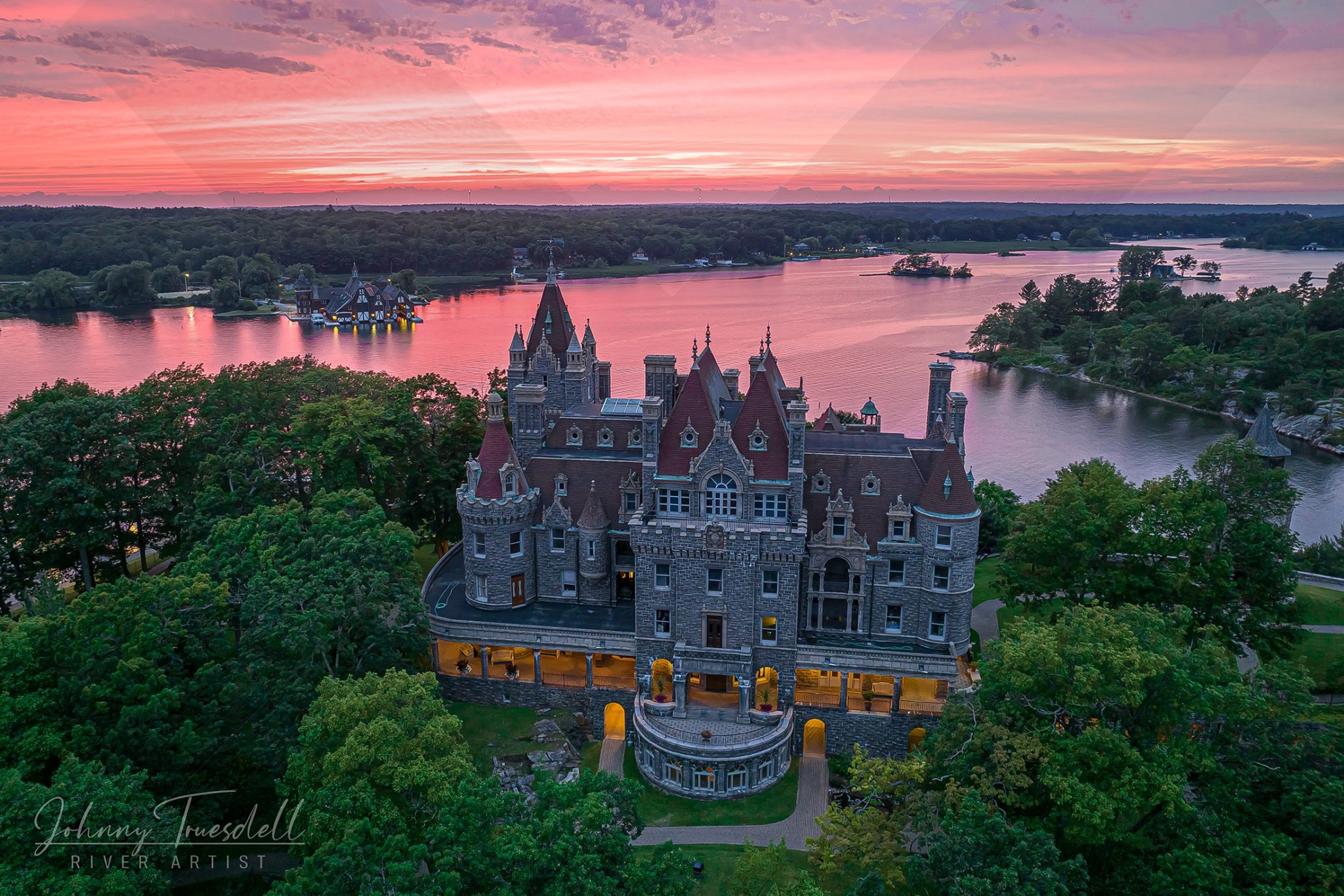 Boldt Castle Fiery Sunset - Johnny Truesdell - 1000 Islands Photography