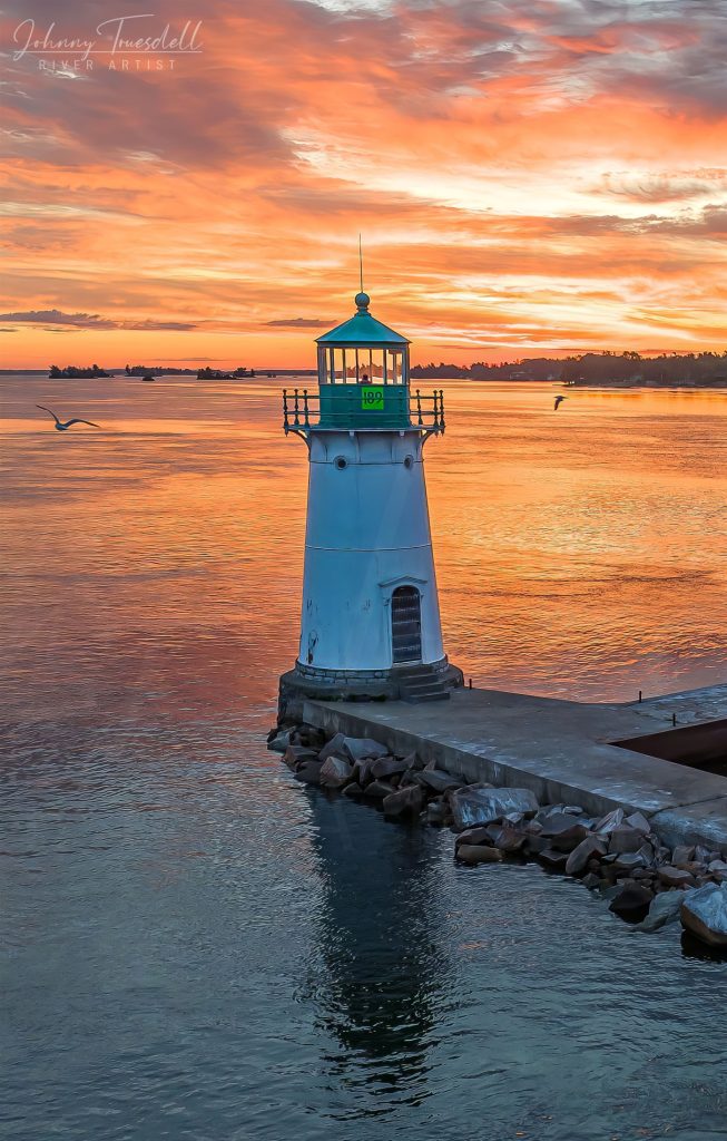 Sunken Rock Lighthouse - Fiery Sunset - Panorama - Johnny Truesdell ...